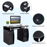 Ktaxon Black 3 Drawers Computer Desk Black Study Workstation Office ...