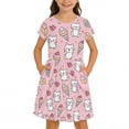 Bysome Toddler Girls Dress Cute Cat Print Short Sleeve Crew Neck Summer ...