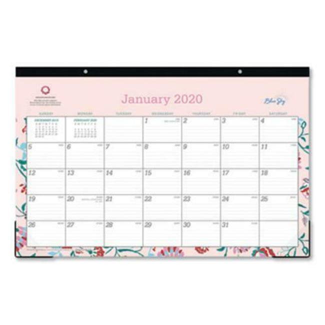 Blue Sky 100021 17 x 11 in. Write-On Calendar Monthly Desk Pad, Rose ...