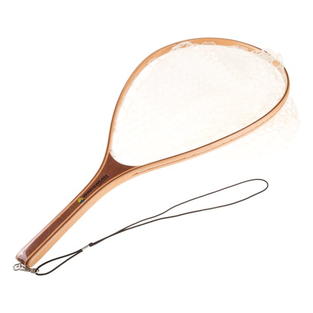 Landing Fish Net- Fly Fishing Equipment, Clear Rubber Mesh and Wooden ...