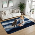 Abstract Mountain Area Rugs for Living Room 5x6, Watercolor White Navy ...