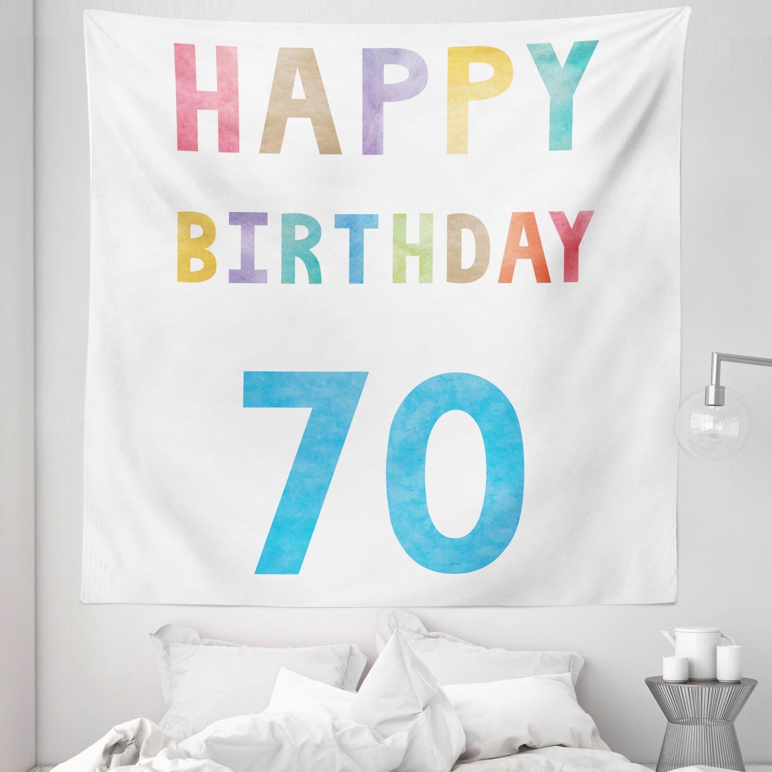 Colorful Tapestry, Vintage Worn Looking Abstract Age 70 Happy Birthday ...