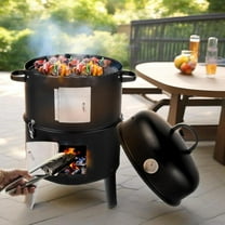 Vertical Steel Charcoal Smoker - Heavy-Duty Double-Layer BBQ Grill with ...