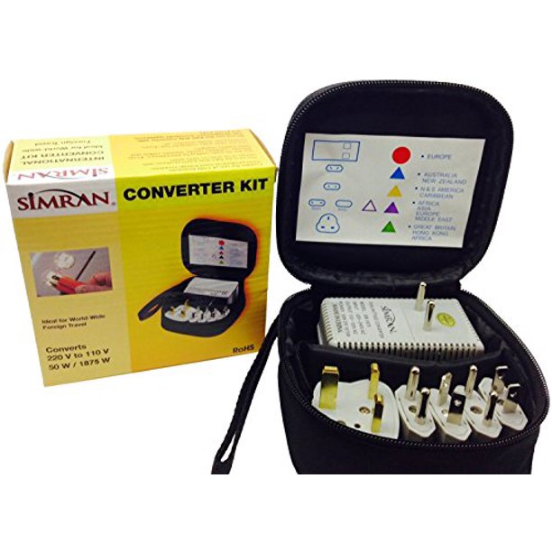 Simran SM-1875KIT International Worldwide Travel Kit with 5 Adapters, 1875-Watt Voltage ...