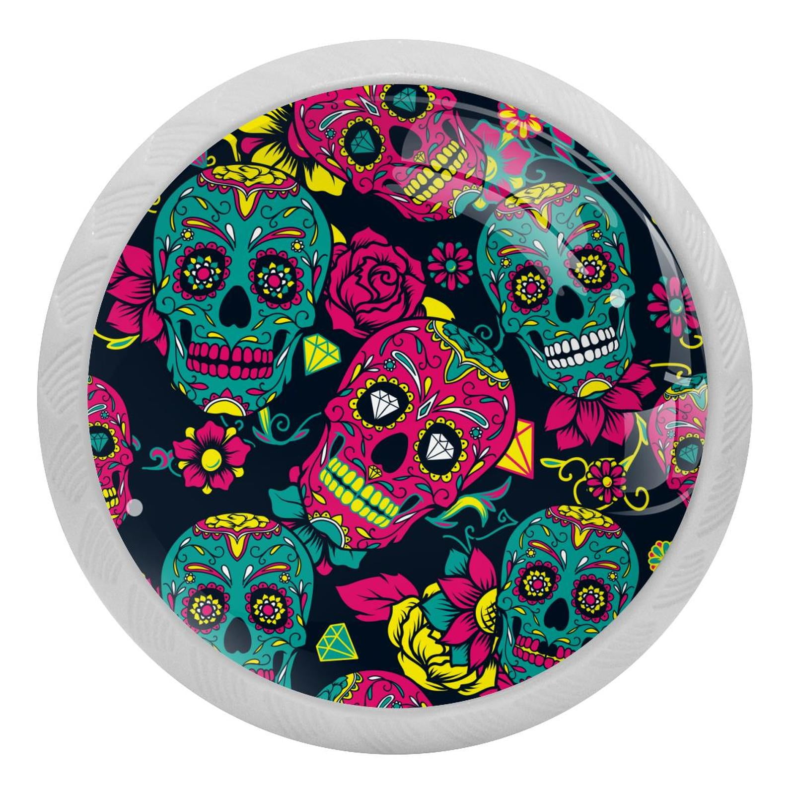 4PCS Round Skull Cabinet Fluorescence Knob Glowing in the Dark ...