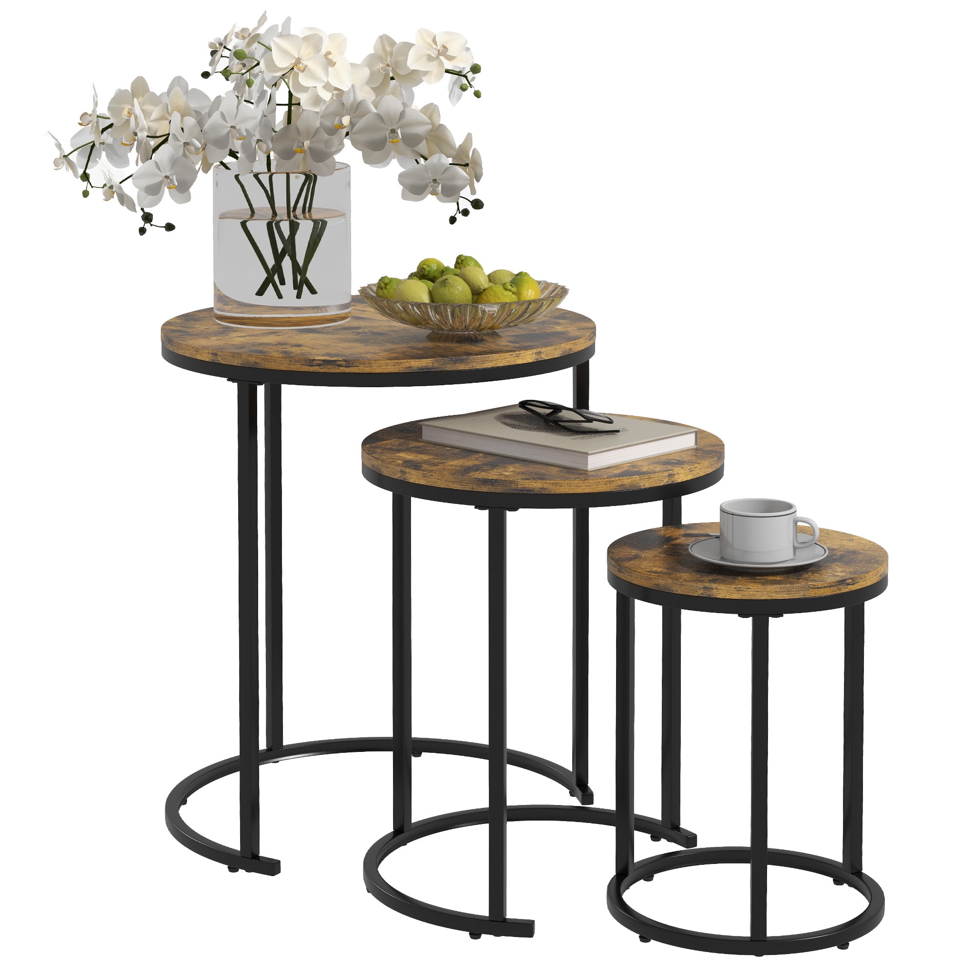 Click here for Homcom Nesting Tables Set Of 3  Stackable Round Co... prices