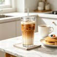 20oz Clear Glass Cups & Tumbler Set with & Straws - 2-Pack, Drinking ...