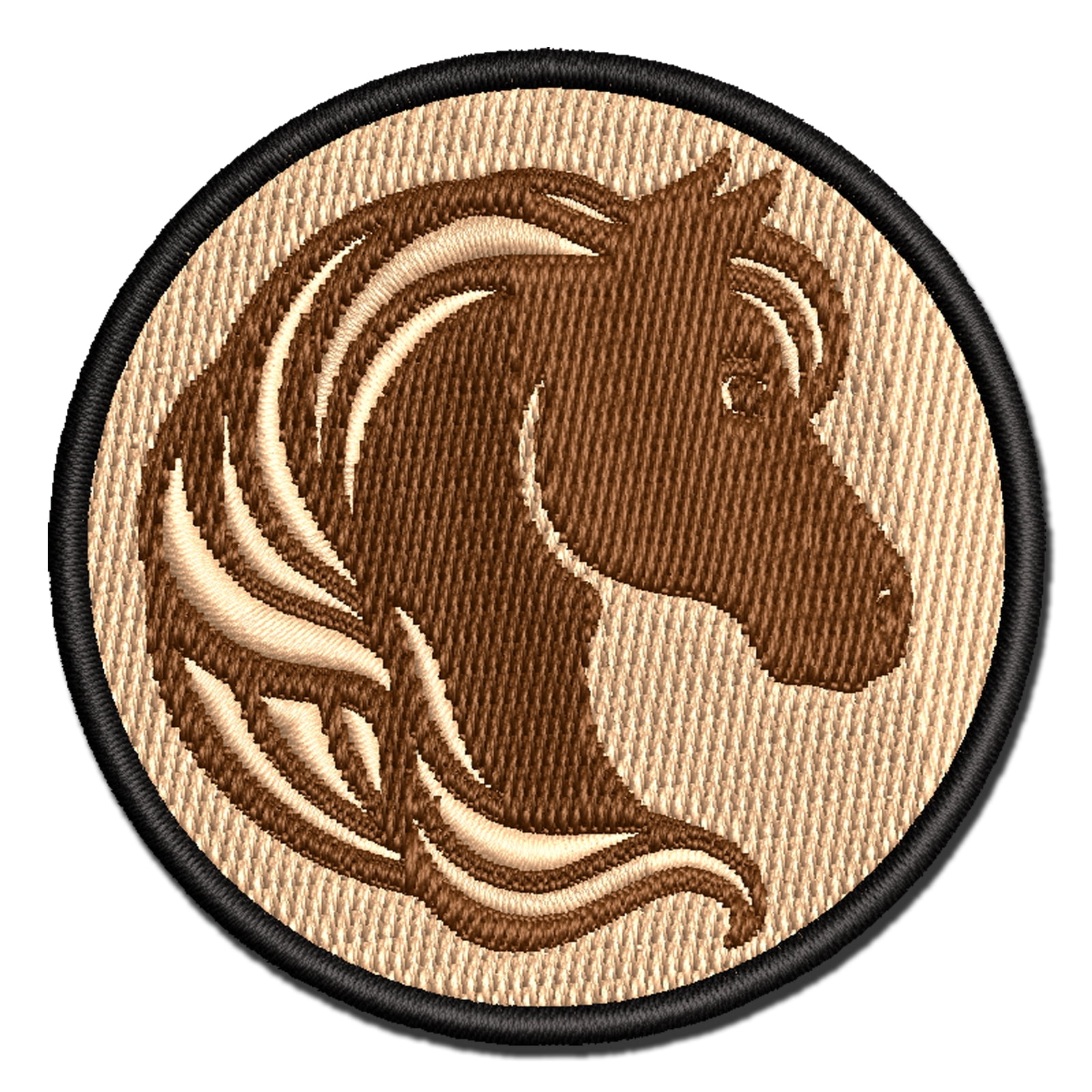 Horse Head Flowing Mane Stallion Applique Multi-Color Embroidered Iron ...