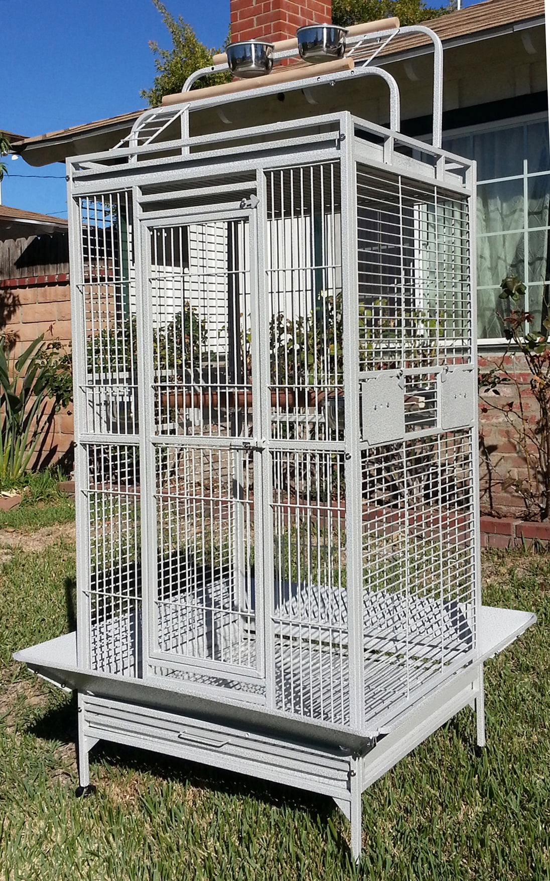 65" Large Deluxe and Durable Wrought Iron Bird Parrot Open Play Top ...