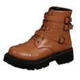 AUDeals Womens Chunky Ankle Boots Side Zipper Strap Waterproof Non Slip ...