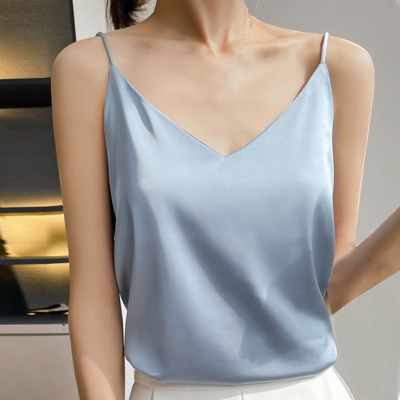 Click here for Staron Womens Tank Tops Summer Sleeveless Silk Sat... prices