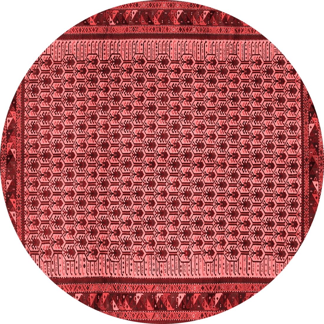 Ahgly Company Indoor Round Abstract Red Contemporary Area Rugs, 6 ...