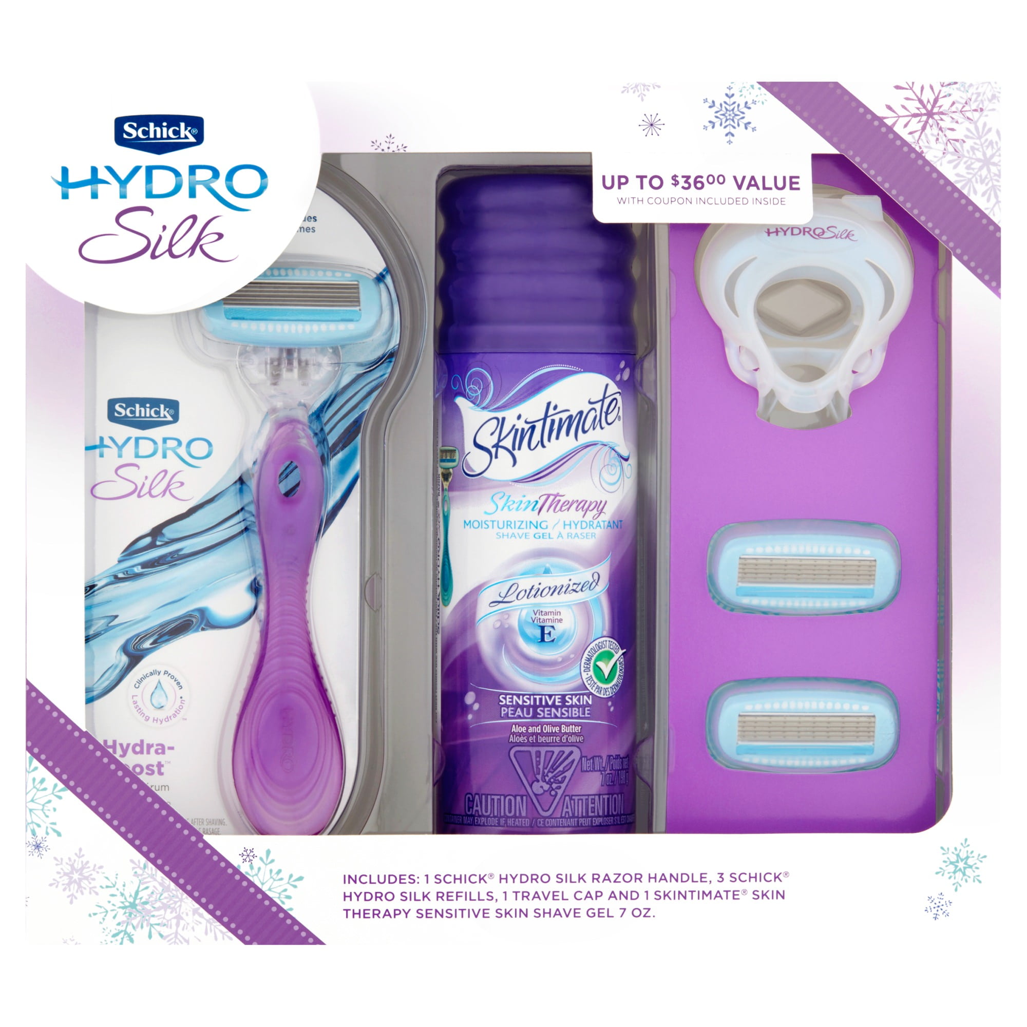 Schick Hydro Silk Gift Set including Razor, Razor Blades, Shaving Gel ...