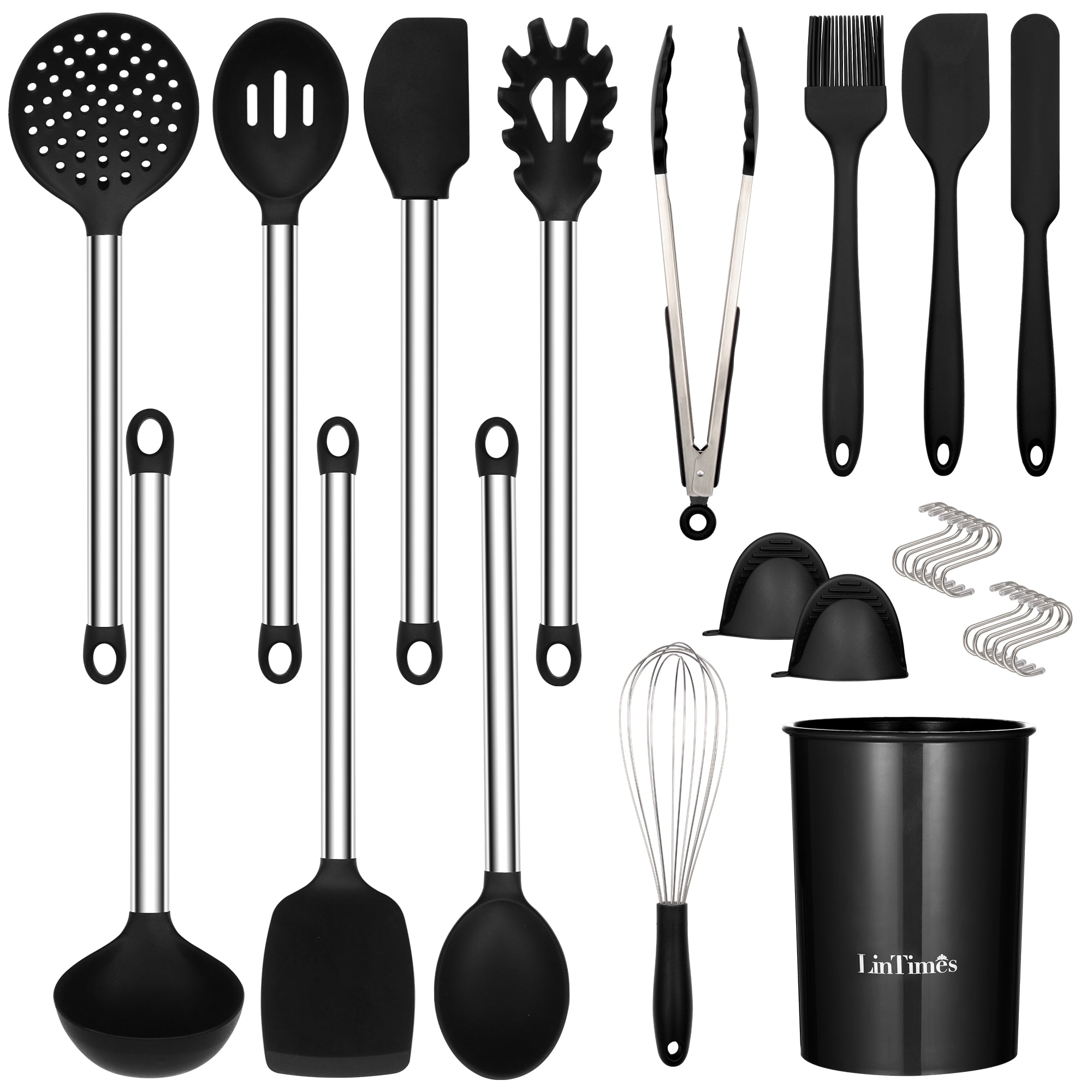 Coolmee Kitchen Cooking Utensil Sets, 27 pcs Non-stick Silicone ...