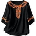 Duoif Women's Loose Button Shirt Top Stand Collar Solid Color Three ...