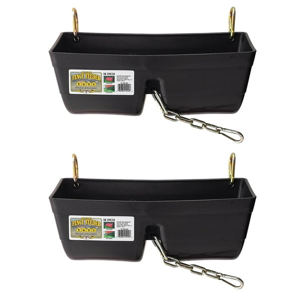 Little Giant 9 Quart Heavy Duty Feed Trough Bucket Fence Feeder, Black ...