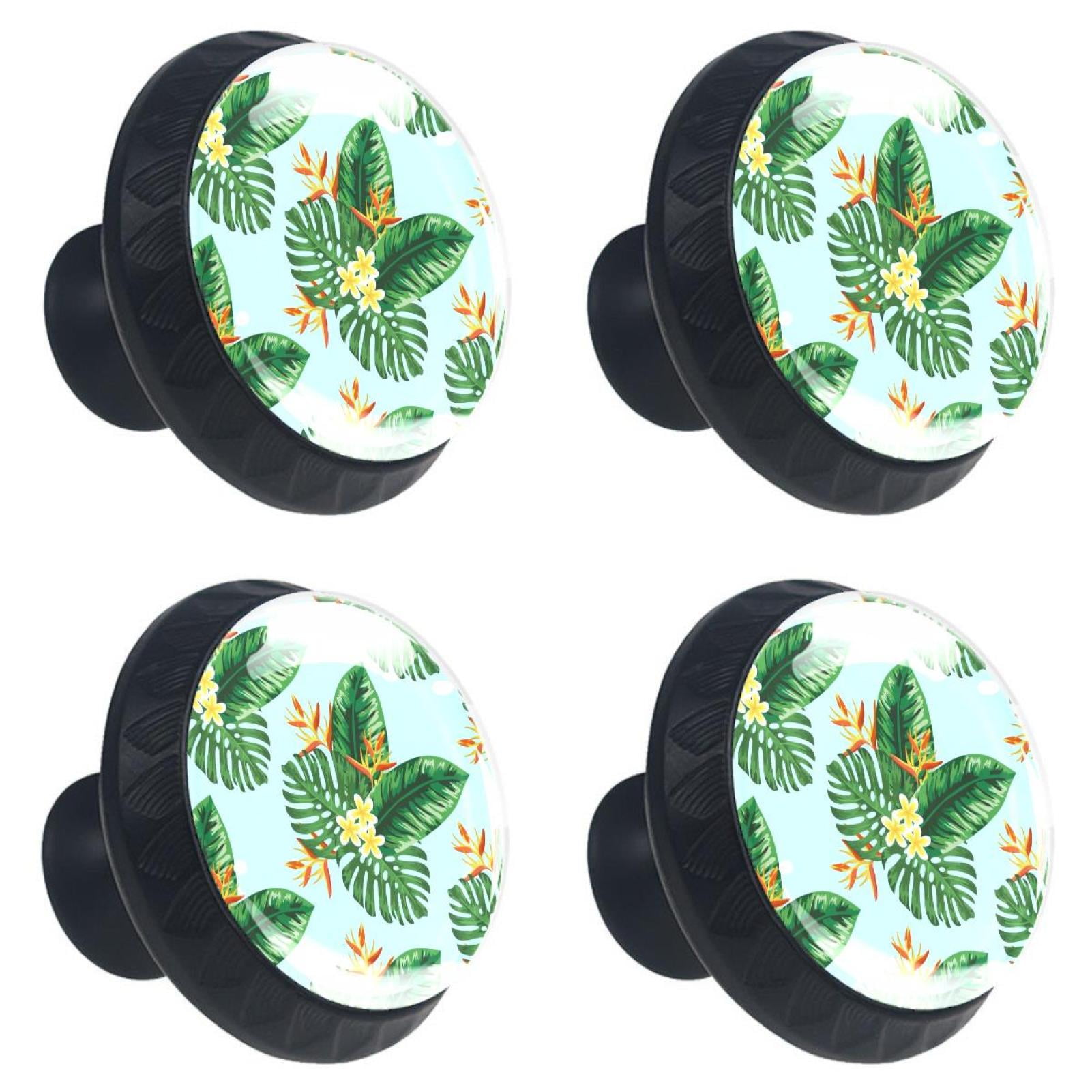 4 Pcs Tropical Green Leaf Knobs for Kitchen Cabinet Cupboard Dresser ...