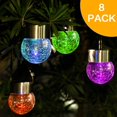 Hanging Solar Ball Lights Outdoor - 8 Pack Auto Color Changing Cracked ...