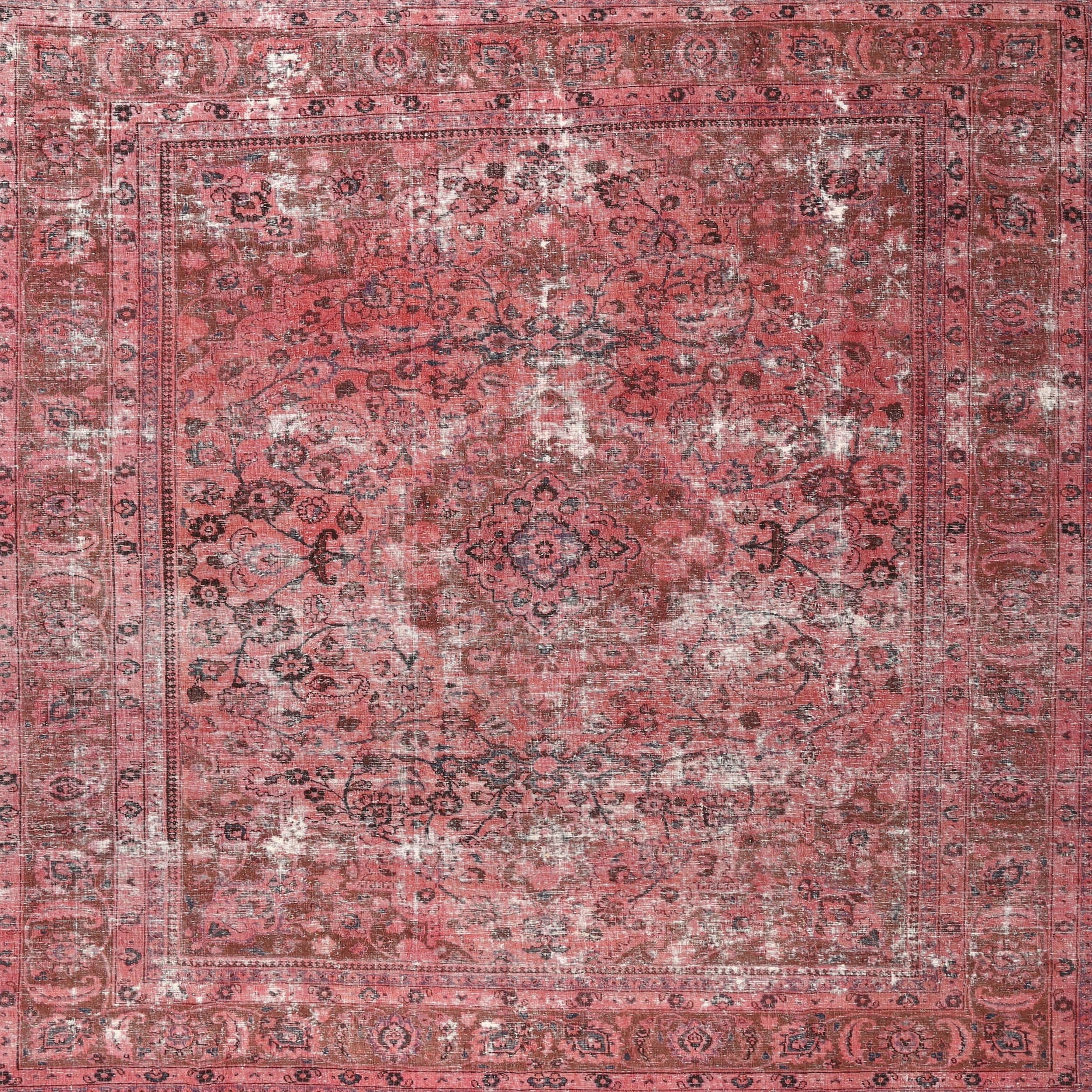 Ahgly Company Indoor Square Traditional Cherry Red Persian Area Rugs, 6 ...