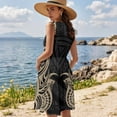 Binienty Geometric Floral Print Sleeveless Tank Sundress, Smocked ...