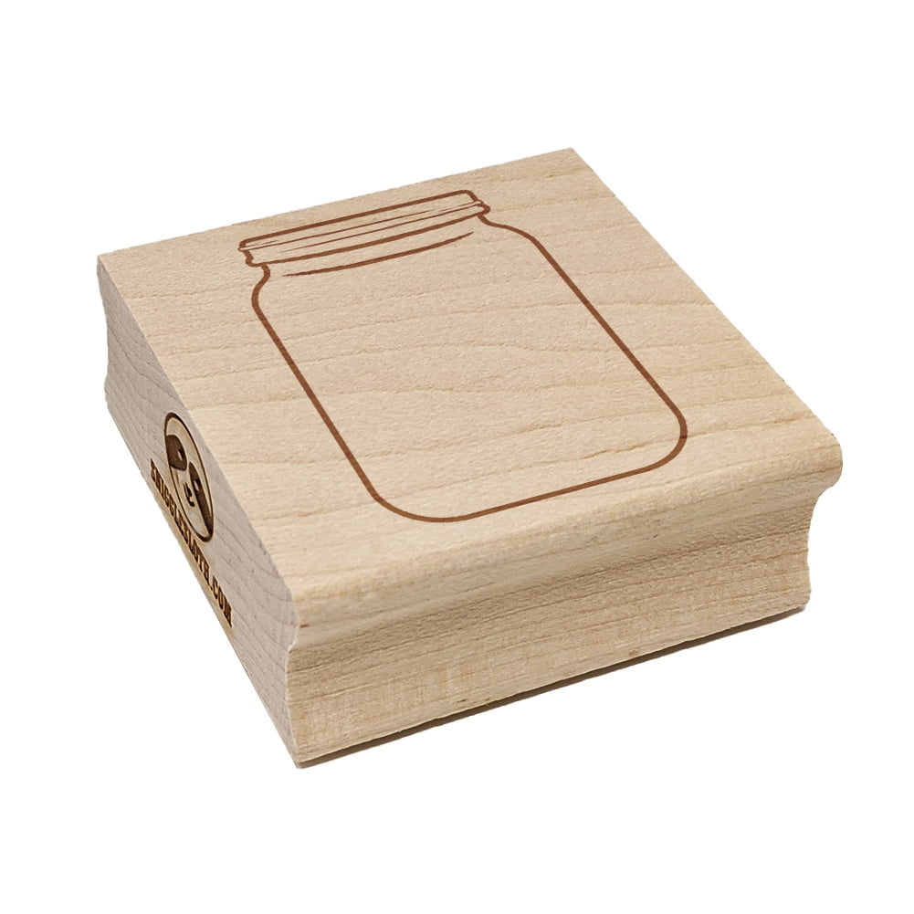 Empty Fillable Glass Mason Jar Square Rubber Stamp Stamping ...