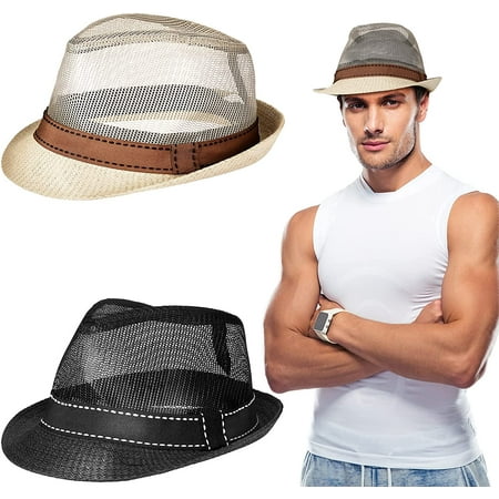 JOYWEI2 Pieces Top Hats Unisex Sun Protection Summer Wide Edge Brim ...
