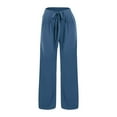 HJYCHN Women's Wide-Leg Solid Casual Pants Adjustable Drawstring ...