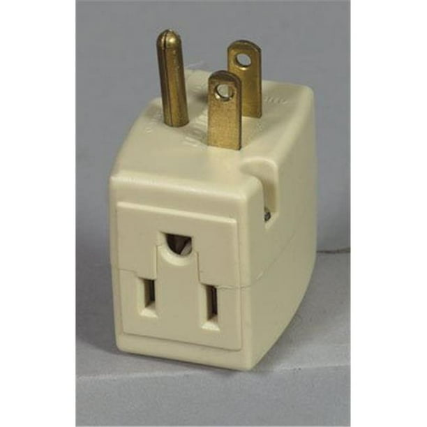 Leviton C23-00692-00I 15A & 125V Triple Cube Grounding Adapter - Ivory ...