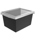 Storex 4 Gallon (15L) Classroom Storage Bin with Lid, Black, 6-Pack ...