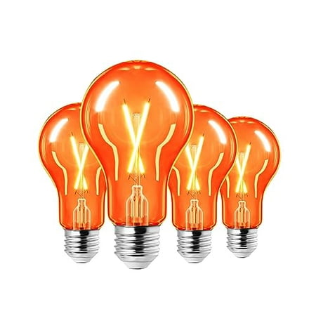 EDISHINE 4 Pack Orange Light Bulb Outdoor, 8W A19 LED Light Bulb ...