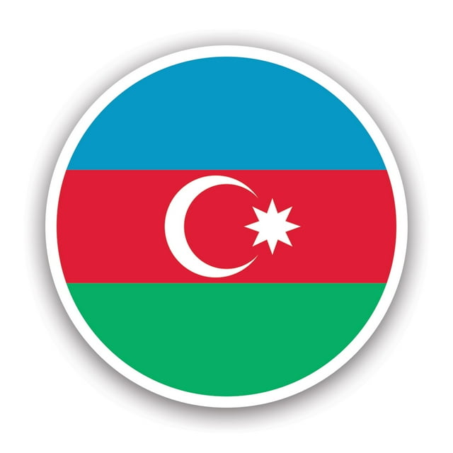 Round Azerbaijani Flag Sticker Decal - Self Adhesive Vinyl - Weatherproof - Made in USA ...