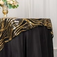 Efavormart 72"x72" Black Gold Wave Embroidered Sequin Table Overlay ...