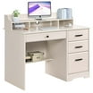 4 EVER WINNER Study Table, Wooden Writing Desk with 4 Drawers, Hutch Shelf for Home Office ...