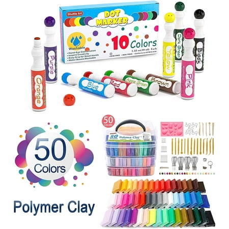 Polymer Clay Bundle, Set of 50 Colors Polymer Clay + 10 Colors Dot ...