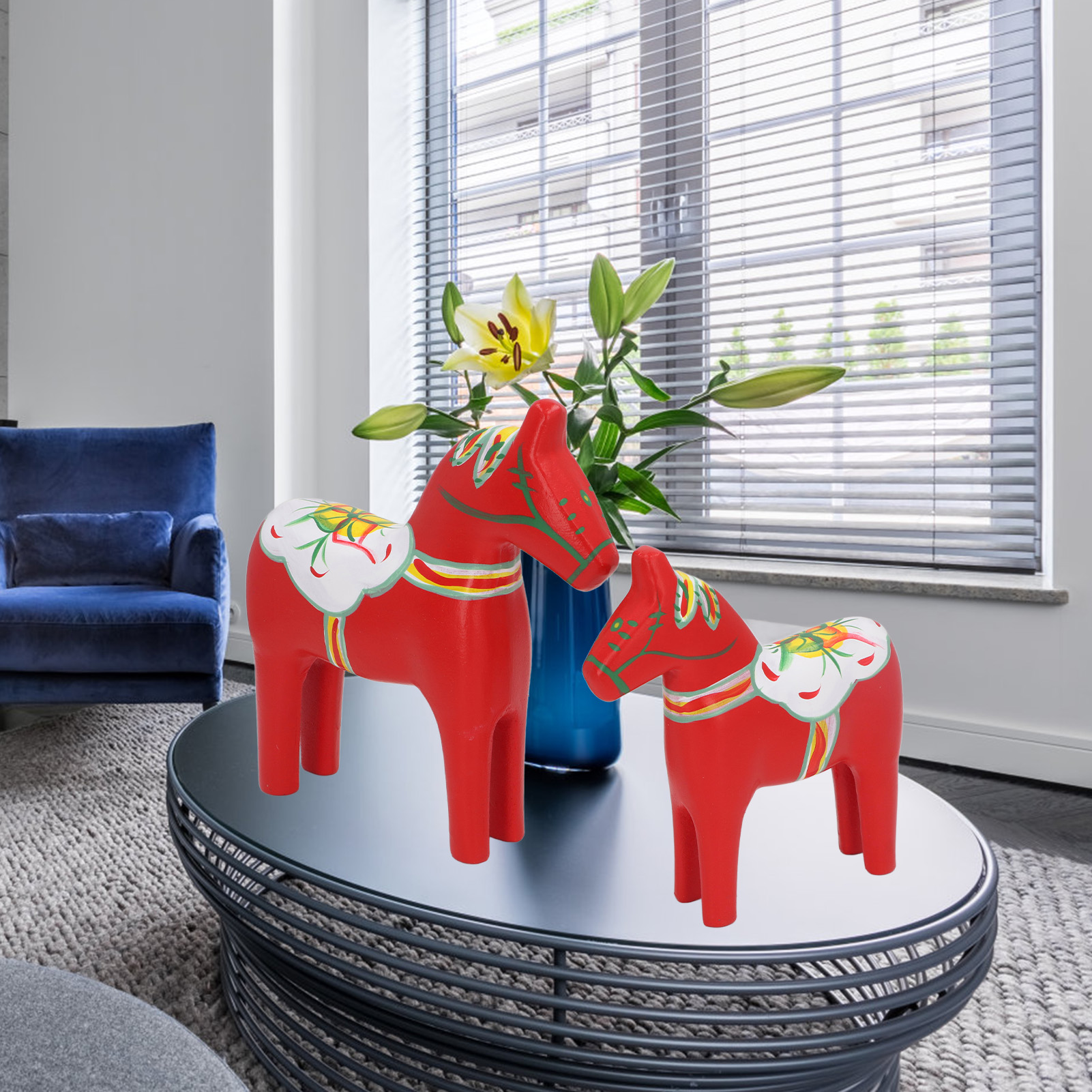 Wooden Swedish Dala Horse Figurine, Hand Painted Home Ornament, Carved ...