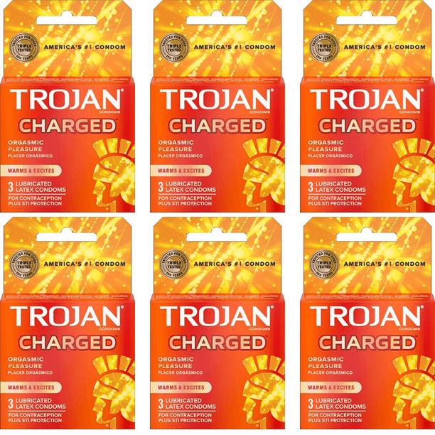 Trojan Charged Intensified Lubricated Condoms 6 Pack - Walmart.com