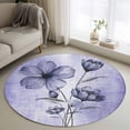 4ft Round Rug Purple Floral Area Rugs for Living Room Bedroom Washable ...