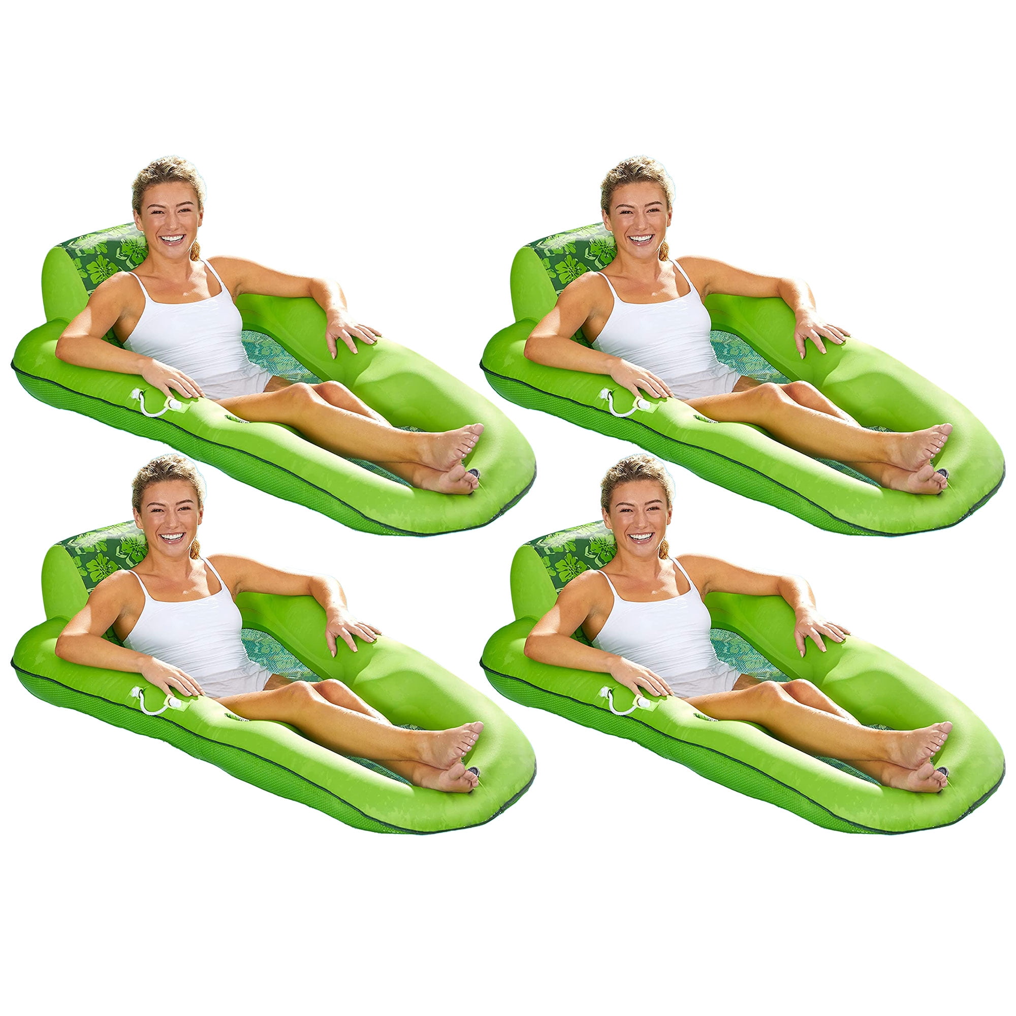 Aqua Leisure Luxury Water Recliner Pool Floats w/ Headrest, Lime, Adult ...