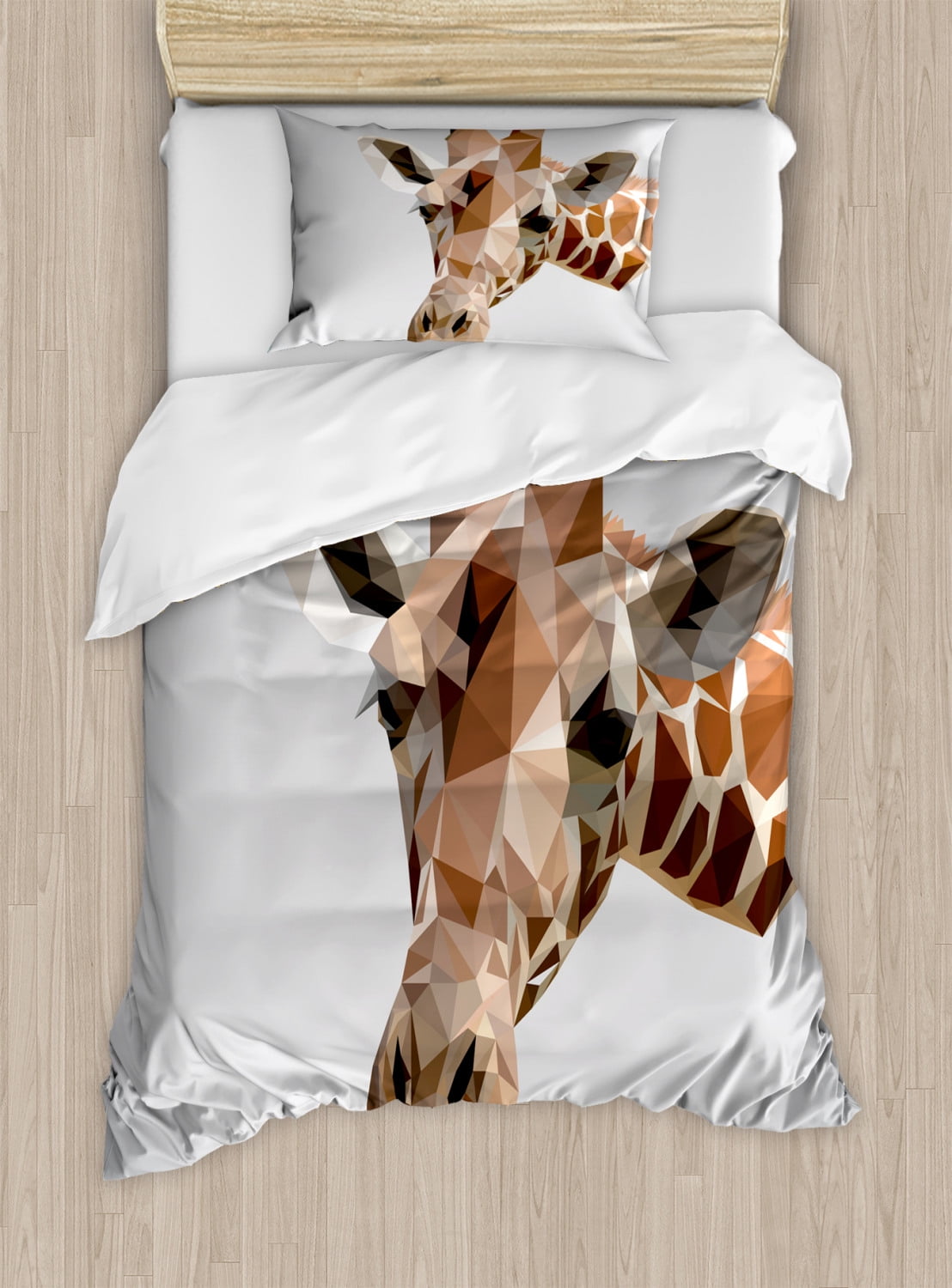 Animal Duvet Cover Set, Savannah Wildlife Creature Digital Giraffe ...