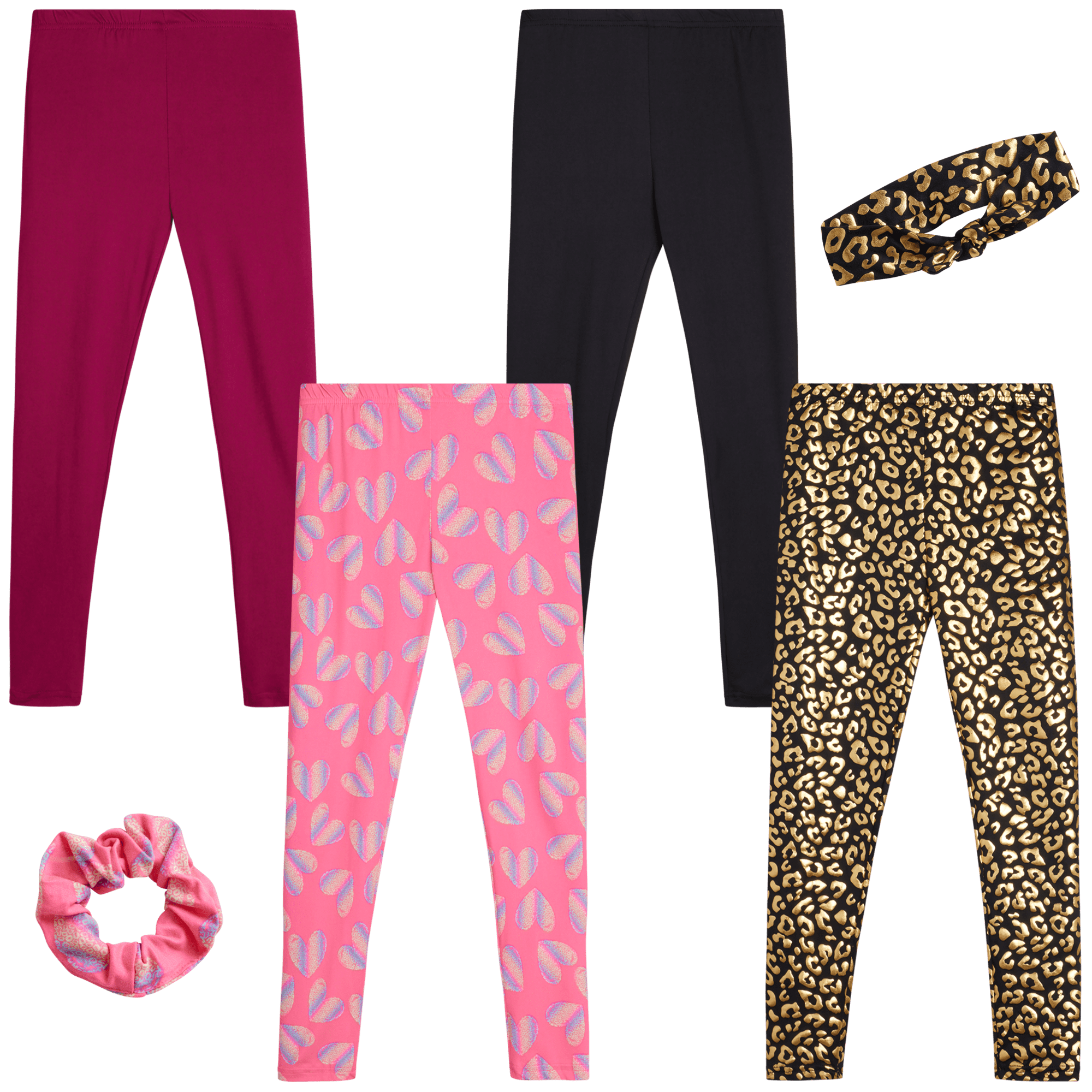 dELiA*s Girls' Leggings - 4 Pack Active Comfort Stretch Leggings, Hair ...