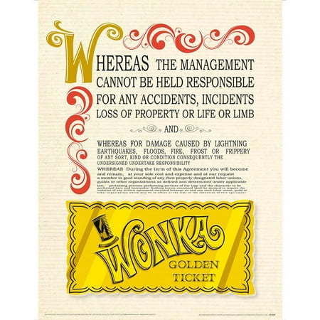 Willy Wonka & the Chocolate Factory Golden Ticket Print | Walmart Canada