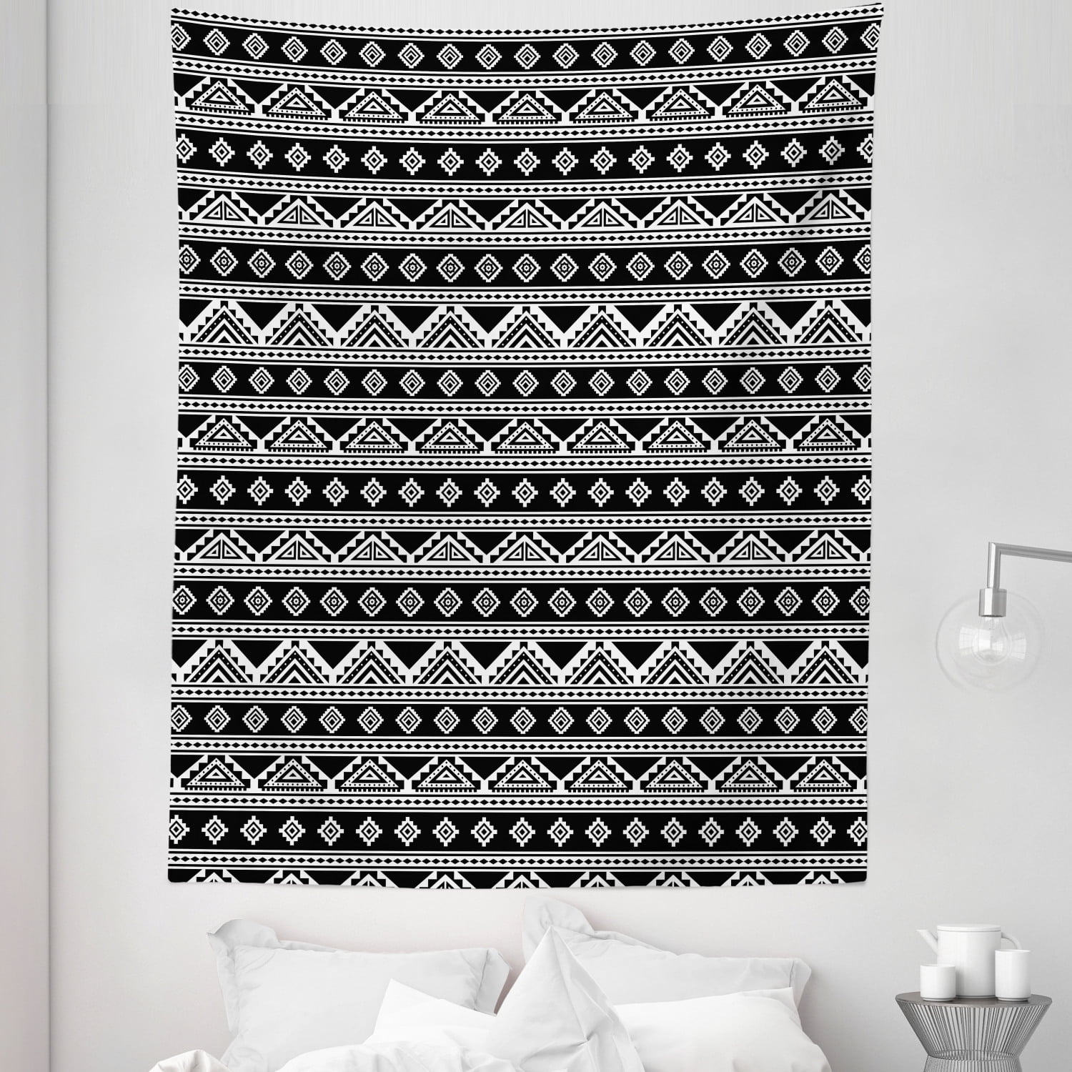 Aztec Tapestry, Monochrome Style Aboriginal Horizontal Motifs in Tribal ...