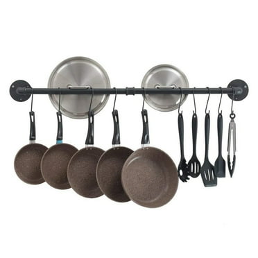 Sorbus Kitchen Wall Pot Pan Rack,With 10 Hooks,Black - Walmart.com