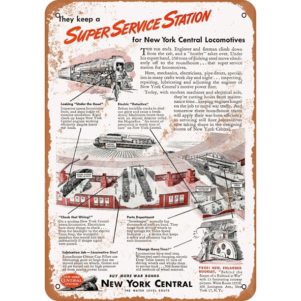 7 x 10 METAL SIGN - 1945 New York Central Locomotives - Vintage Rusty ...