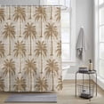 Brown Palm Tree Shower Curtain, Country Linen Texture Tropical Plant ...