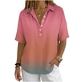 gbyLJF Women's Half Button Up Shirts Loose Fit Short Sleeve Lapel Tees ...
