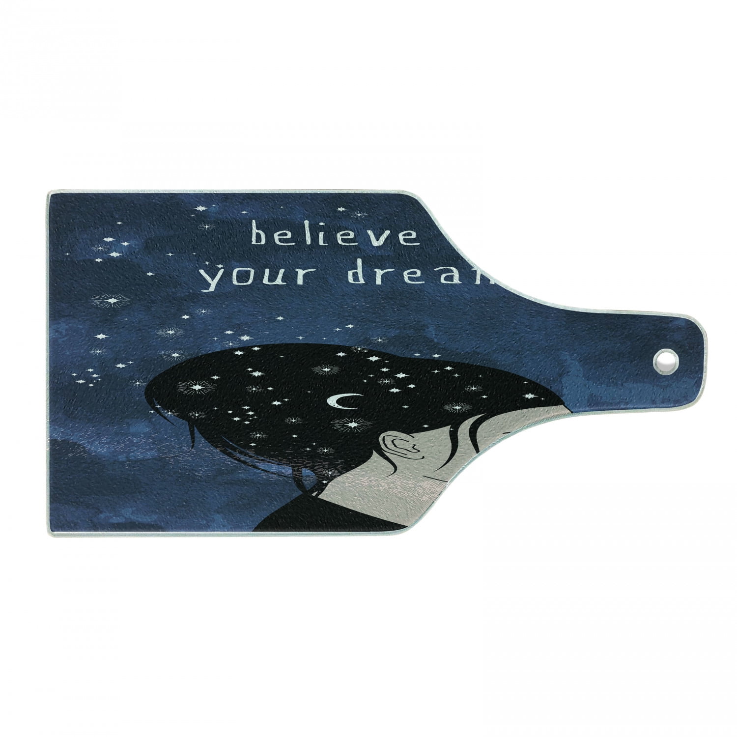 Wording Cutting Board, Portrait of Woman with Dark Hair and Moon Stars ...