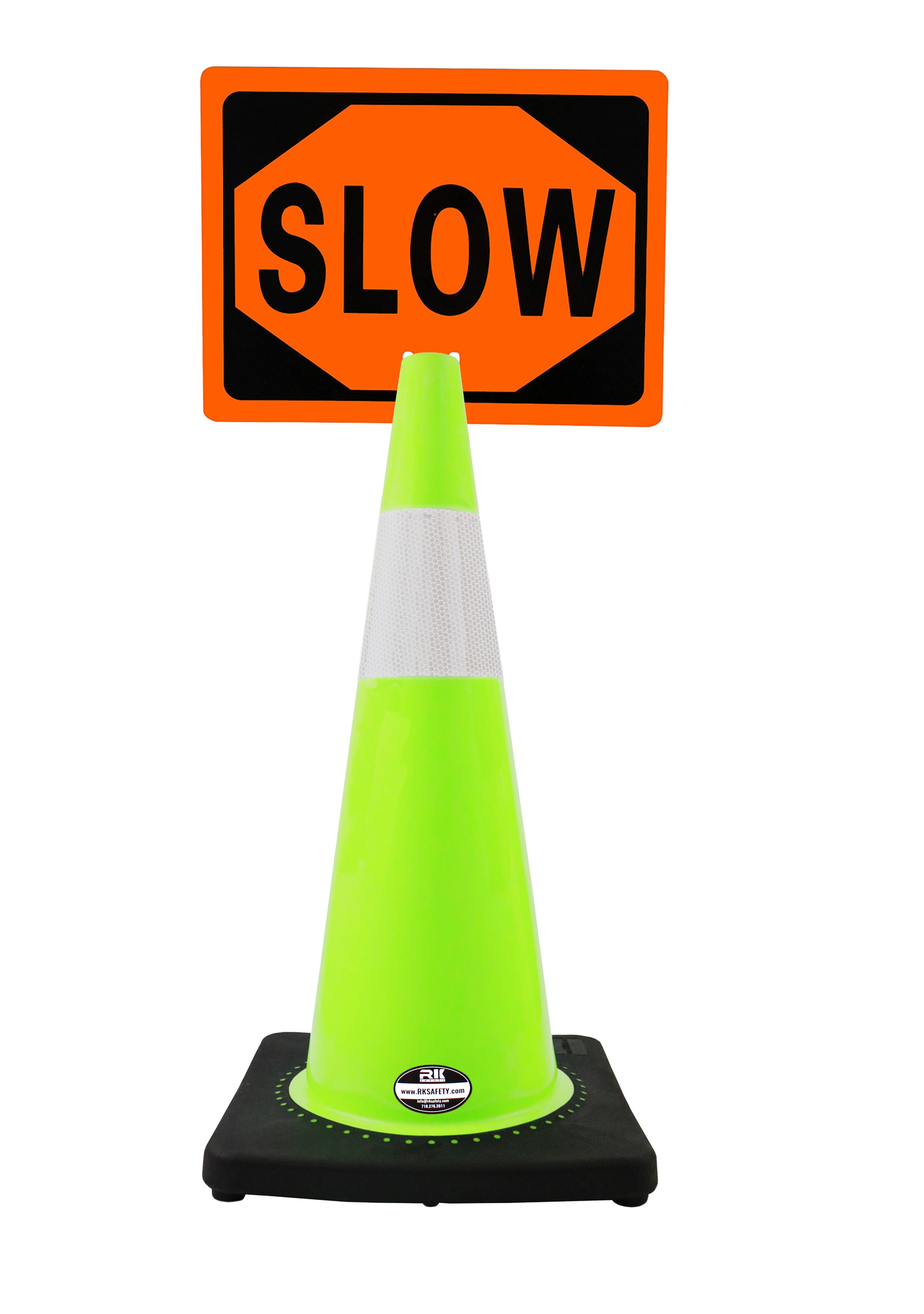RK-Safety 28" Lime Cone, Black base With One 6" Reflective Tape, Plus ...