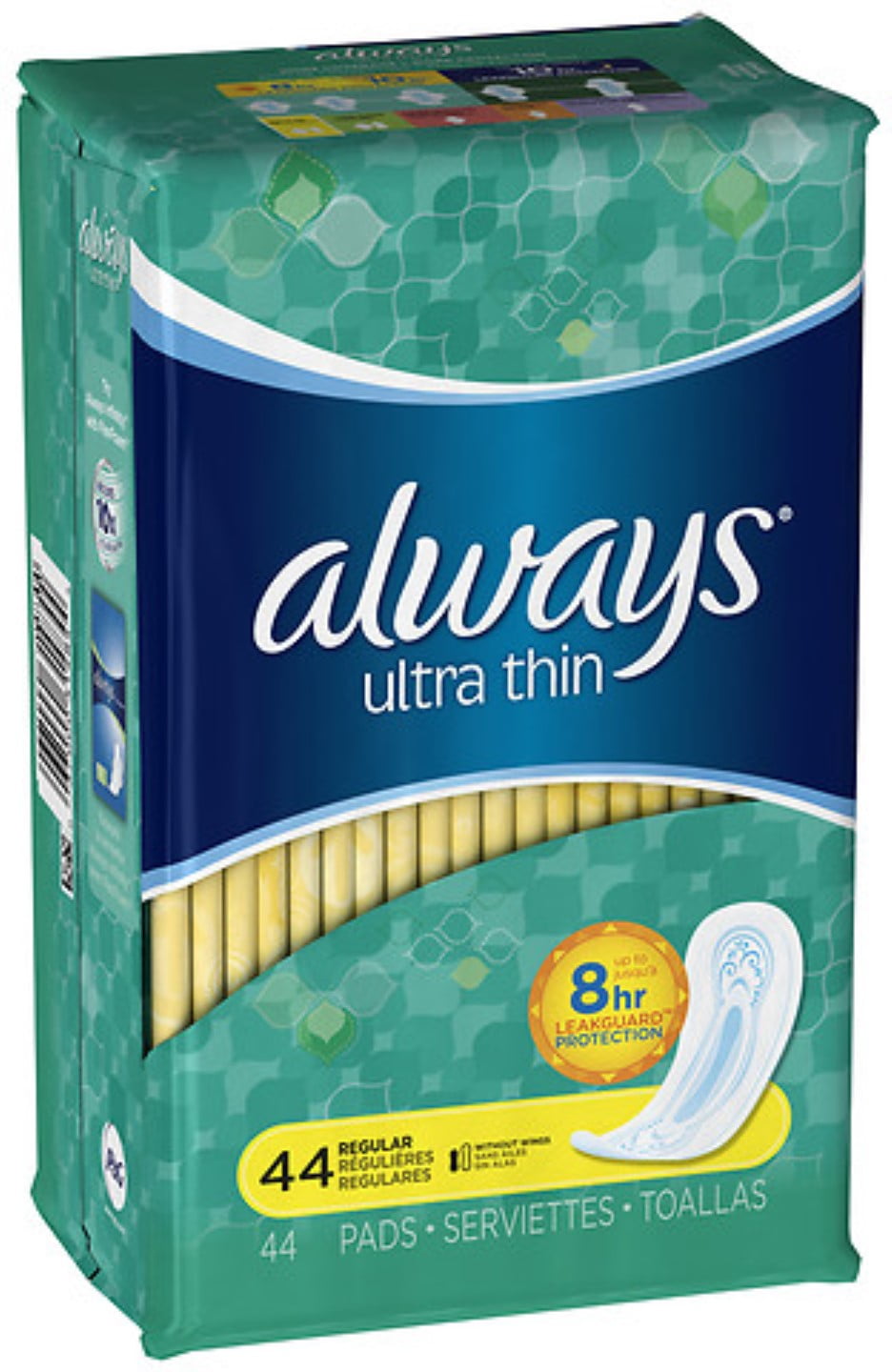 Always Ultra Thin Pads Regular 44 Each (Pack of 6) - Walmart.com