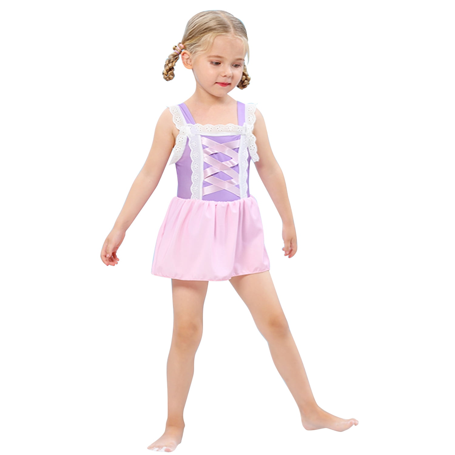 Girls Rapunzel Princess Swimwear Bathing Suit Tankini Swimsuit 2 Pieces ...